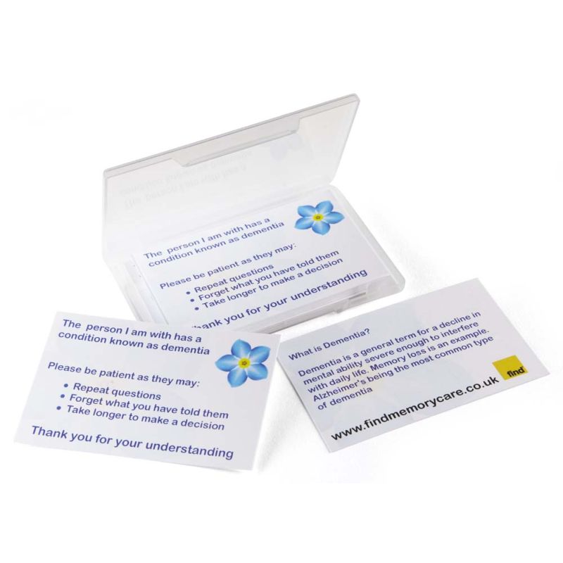 Dementia Patience Cards for Carers - Care Alarms